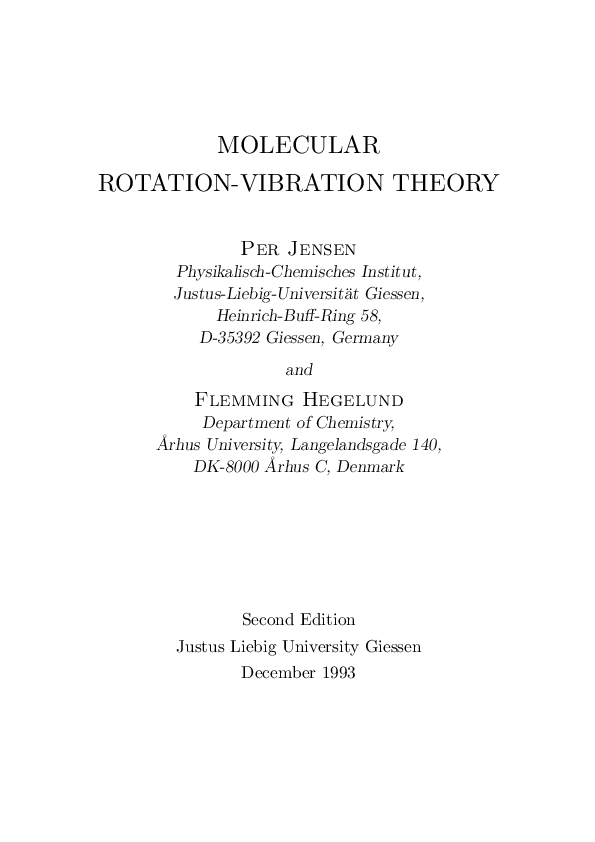 (PDF) Molecular Rotation-Vibration Theory