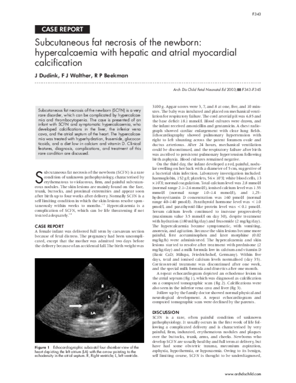 (PDF) Subcutaneous fat necrosis of the newborn: hypercalcaemia with ...