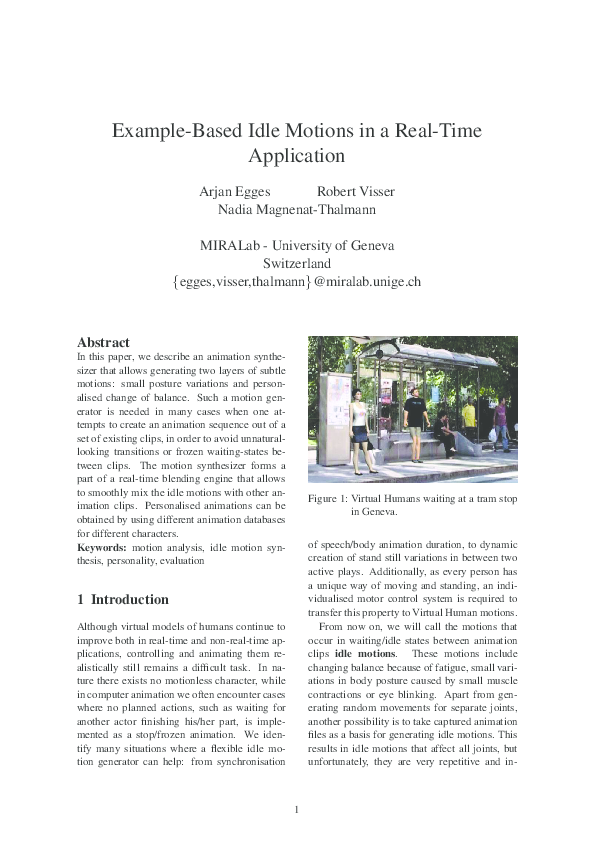 (PDF) Example-Based Idle Motions in a Real-Time Application