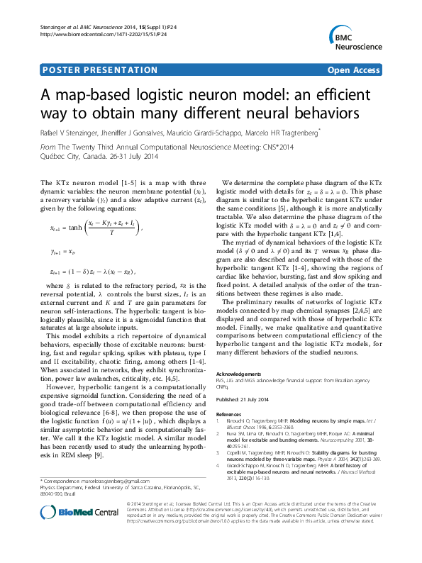 (PDF) A map-based logistic neuron model: an efficient way to obtain ...