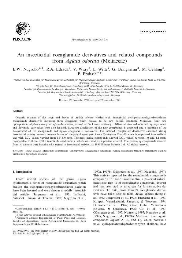 (PDF) An insecticidal rocaglamide derivatives and related compounds ...