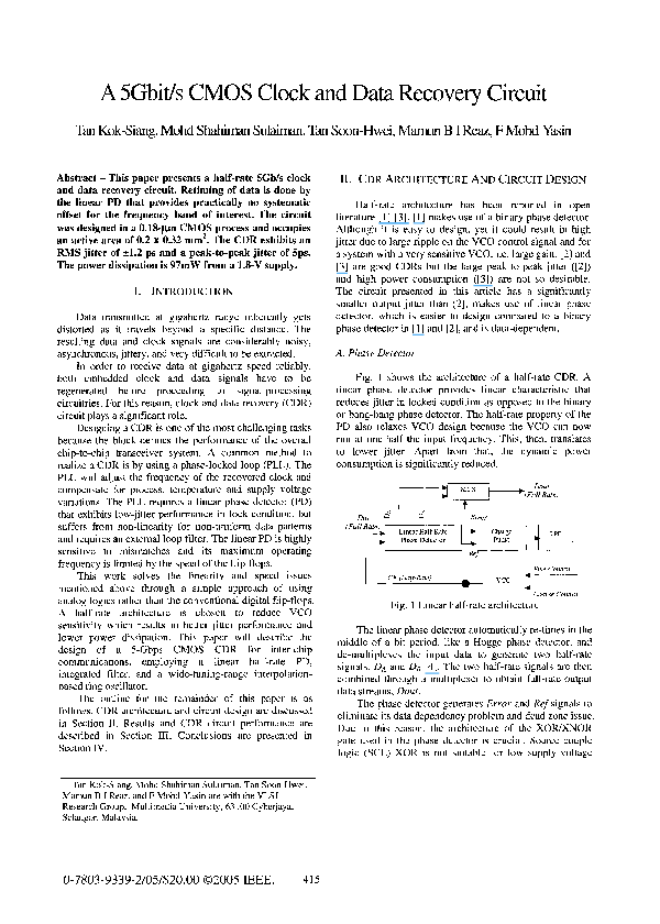(PDF) A 5Gbit/s CMOS clock and data recovery circuit
