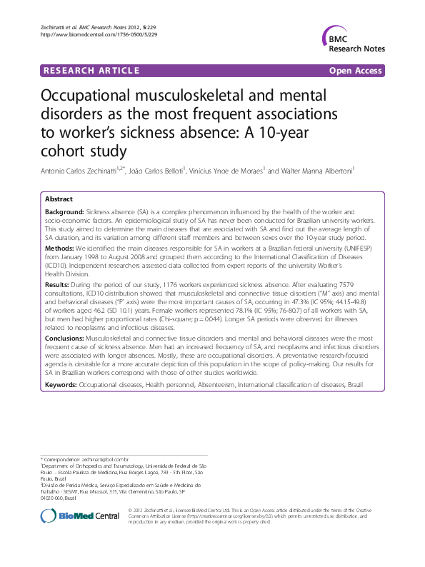 (PDF) Occupational musculoskeletal and mental disorders as the most ...