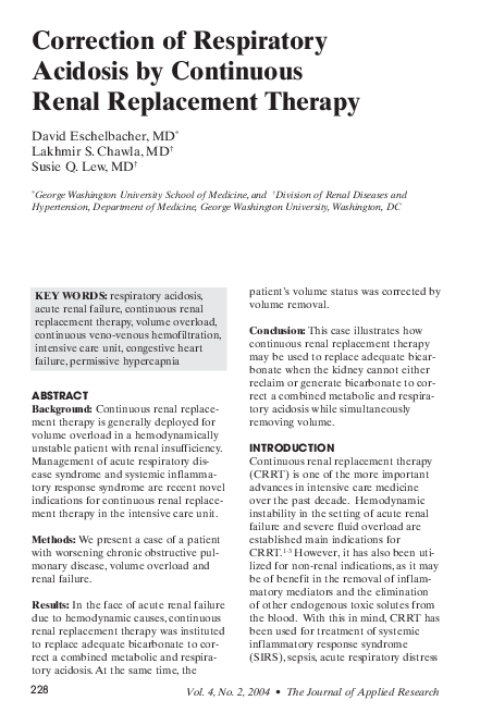 (PDF) Correction of Respiratory Acidosis by Continuous Renal ...