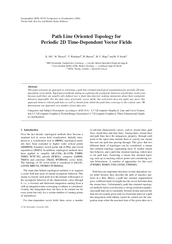(PDF) Path line oriented topology for periodic 2D time-dependent vector fields