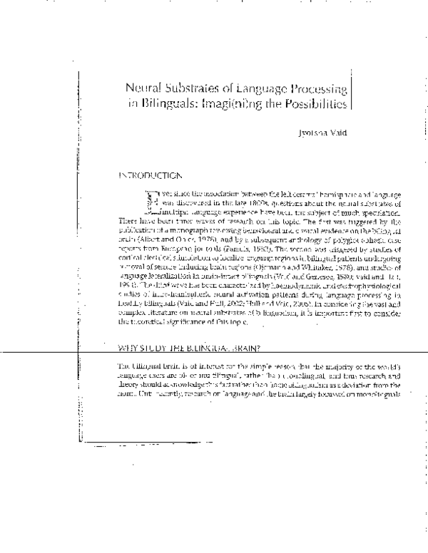 (PDF) Neural substrates of language processing in bilinguals: Imagi(ni ...