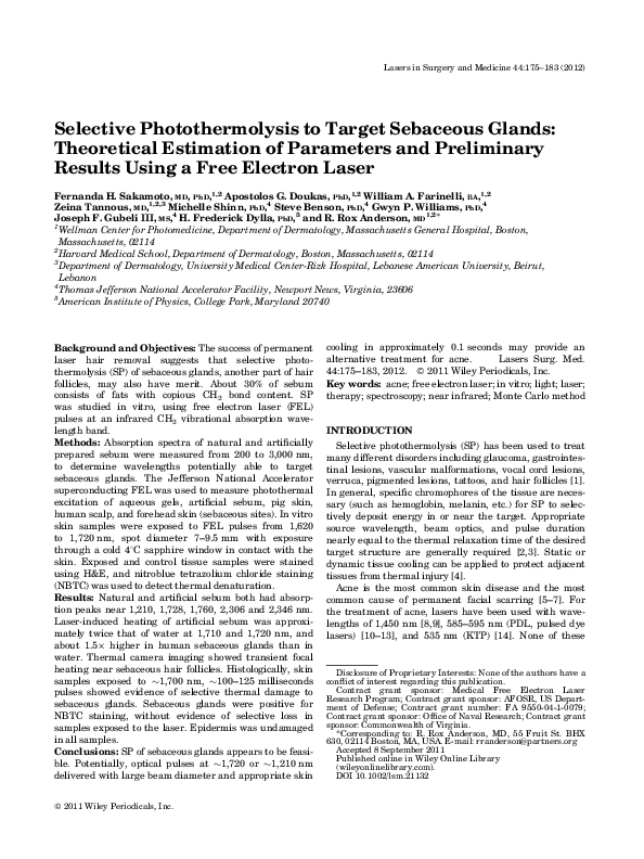 (PDF) Selective photothermolysis to target sebaceous glands ...
