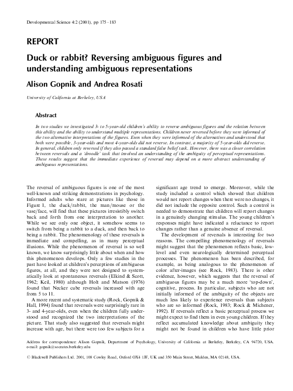 (PDF) Duck or rabbit? Reversing ambiguous figures and understanding ...