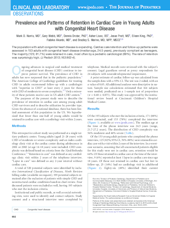 (PDF) Prevalence and Patterns of Retention in Cardiac Care in Young ...