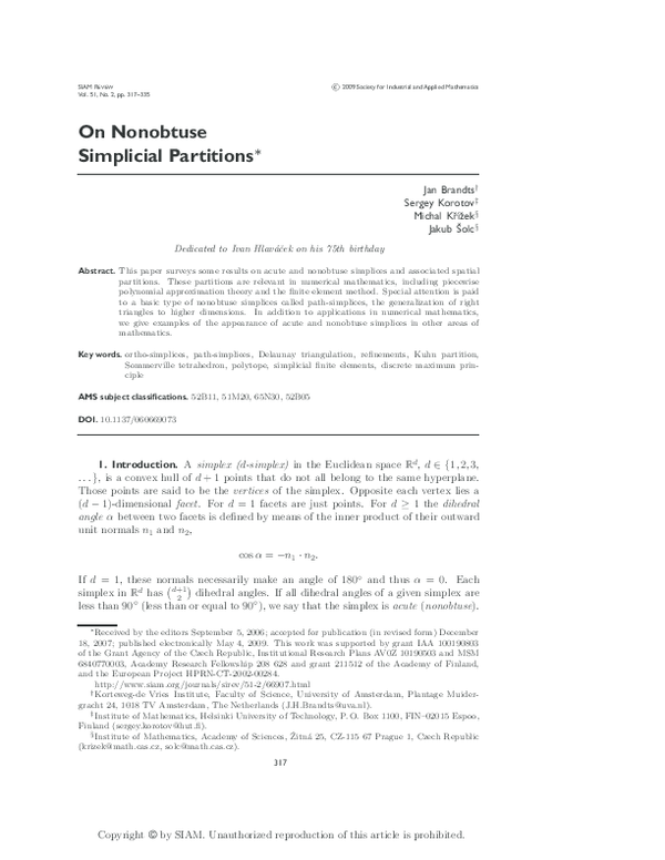 (PDF) On Nonobtuse Simplicial Partitions