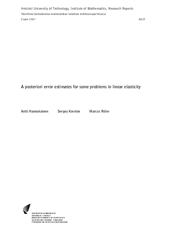 Pdf A Posteriori Error Estimates For Some Problems In Linear