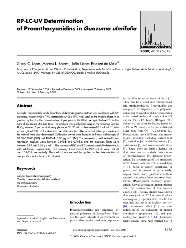 (PDF) RP-LC-UV Determination of Proanthocyanidins in Guazuma ulmifolia