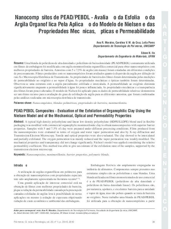 (PDF) PEAD/PEBDL composites: evaluation of the exfoliation of ...