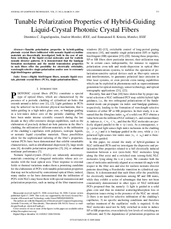 (PDF) Tunable Polarization Properties of Hybrid-Guiding Liquid-Crystal ...