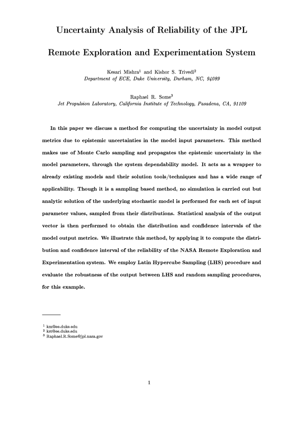 (PDF) Uncertainty Analysis of the Remote Exploration and Experimentation System