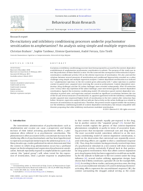 (PDF) Do excitatory and inhibitory conditioning processes underlie ...