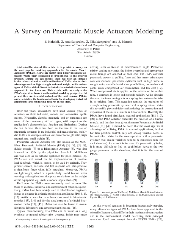 (PDF) A survey on pneumatic muscle actuators modeling