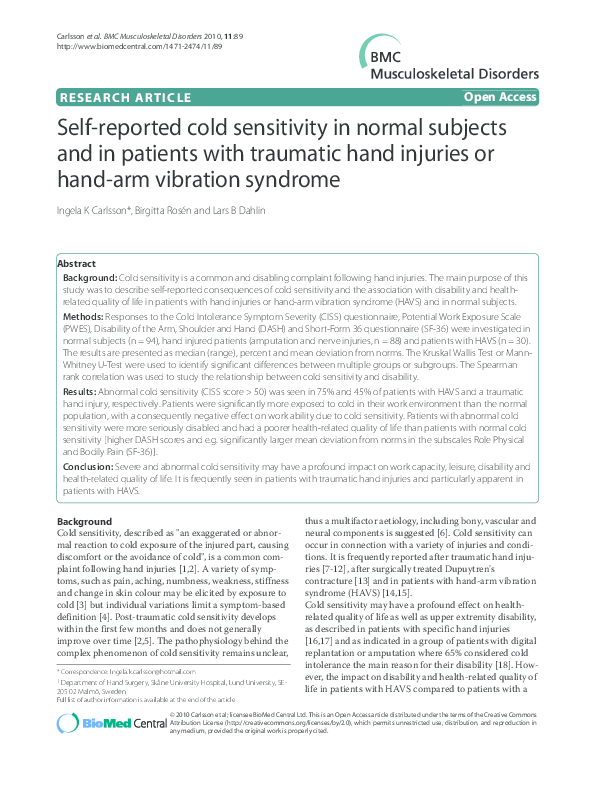 (PDF) Self-reported cold sensitivity in normal subjects and in patients ...