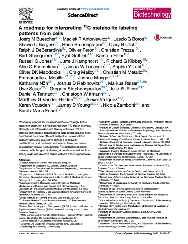 (PDF) A roadmap for interpreting 13C metabolite labeling patterns from ...