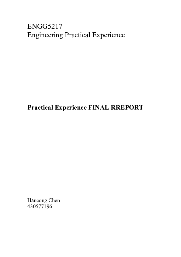 (PDF) ENGG5217 Engineering Practical Experience Practical Experience ...