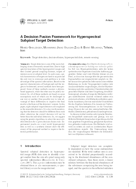 (PDF) A Decision Fusion Framework for Hyperspectral Subpixel Target Detection
