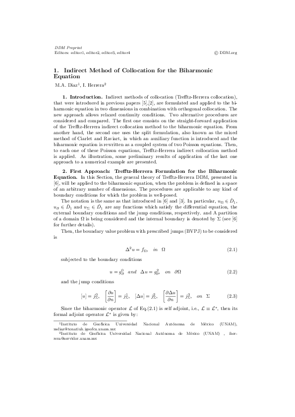 (PDF) Indirect Method of Collocation for the Biharmonic Equation