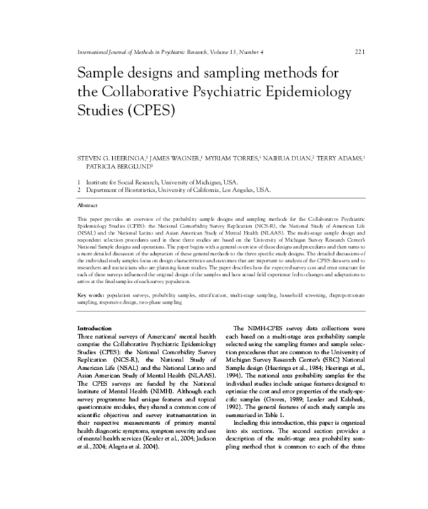 (PDF) Sample designs and sampling methods for the Collaborative ...