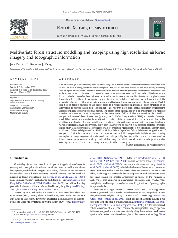 Pdf Multivariate Forest Structure Modelling And Mapping Using High Resolution Airborne Imagery