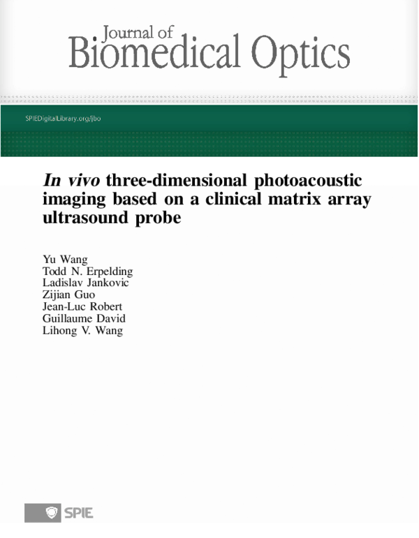 (PDF) In vivo three-dimensional photoacoustic imaging based on a ...