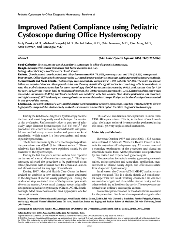 (PDF) Improved Patient Compliance using Pediatric Cystoscope during ...