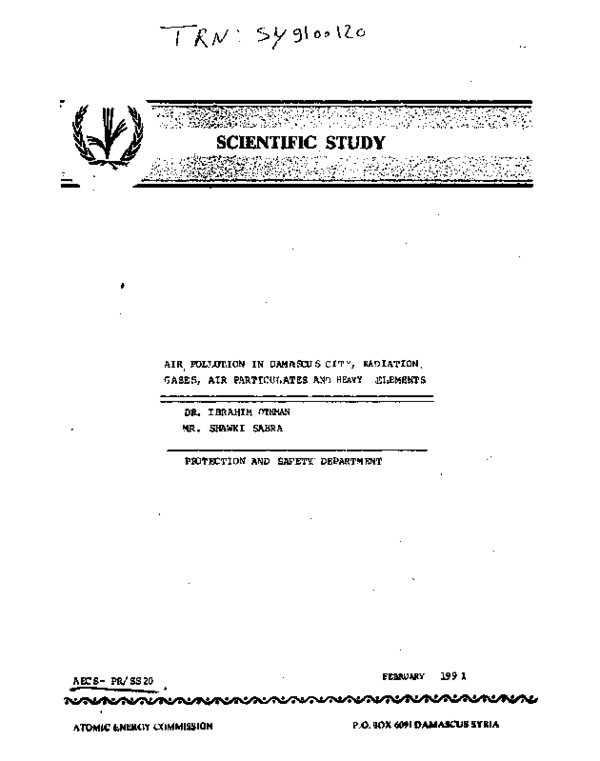(PDF) Air pollution in Damascus city, radiation, gases, air ...