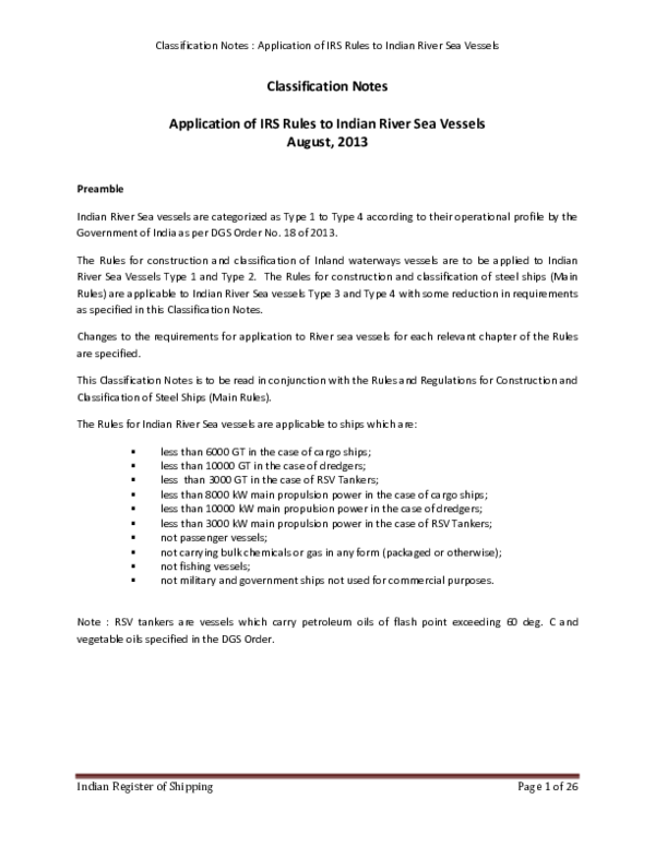 (PDF) Application of IRS rules to Indian River Sea Vessels