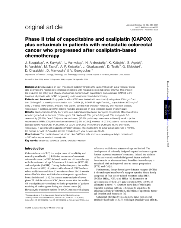 (PDF) Phase II trial of capecitabine and oxaliplatin (CAPOX) plus ...