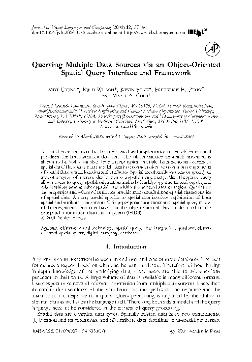 Pdf Querying Multiple Data Sources Via An Object Oriented Spatial Query Interface And Framework