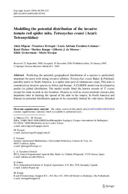 (PDF) Modelling the potential distribution of the invasive tomato red ...