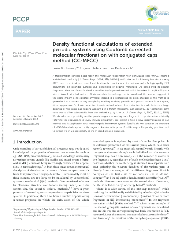 (PDF) Coulomb-Corrected MFCC for Density Functional Calculations