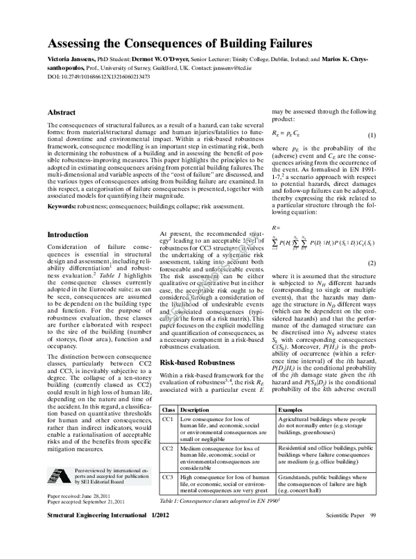 (PDF) Assessing the Consequences of Building Failures
