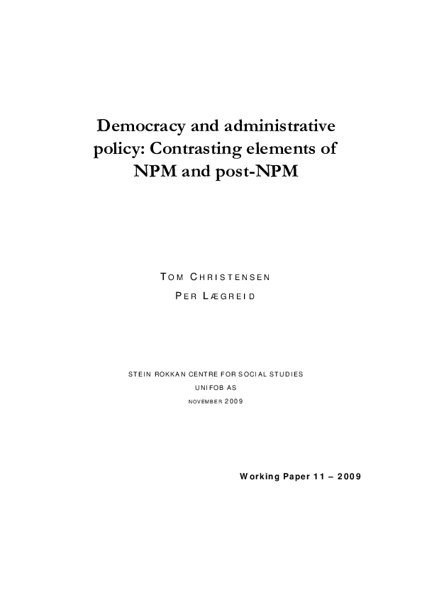 (PDF) Democracy and administrative policy: contrasting elements of New ...