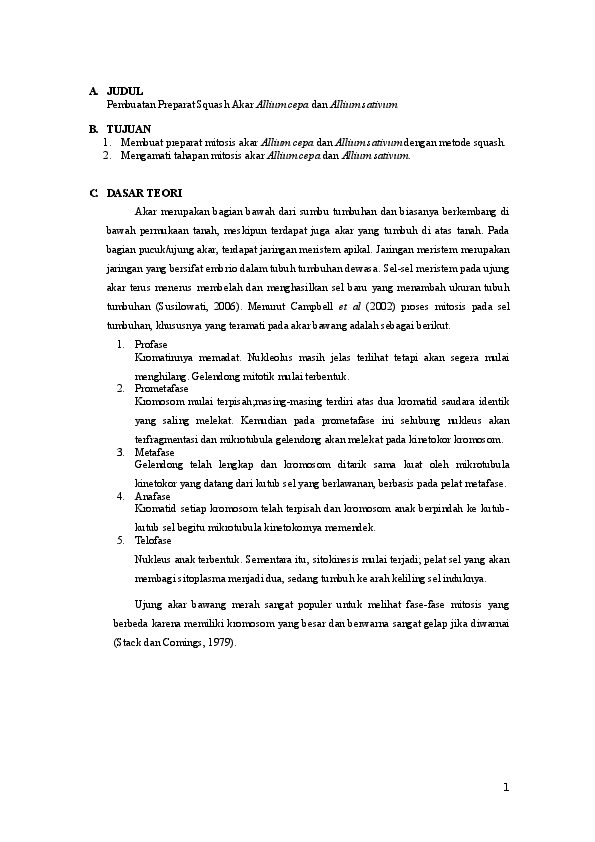 (DOC) Pembuatan Preparat Squash Akar Allium cepa dan Allium sativum