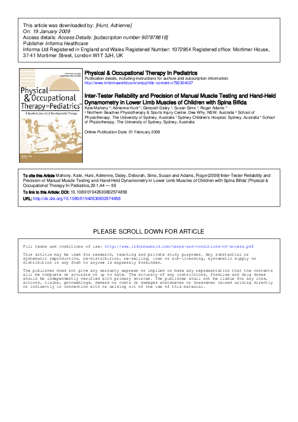 (PDF) Inter-Tester Reliability and Precision of Manual Muscle Testing ...