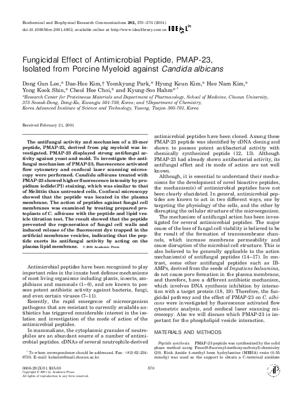 (PDF) Fungicidal Effect of Antimicrobial Peptide, PMAP-23, Isolated ...