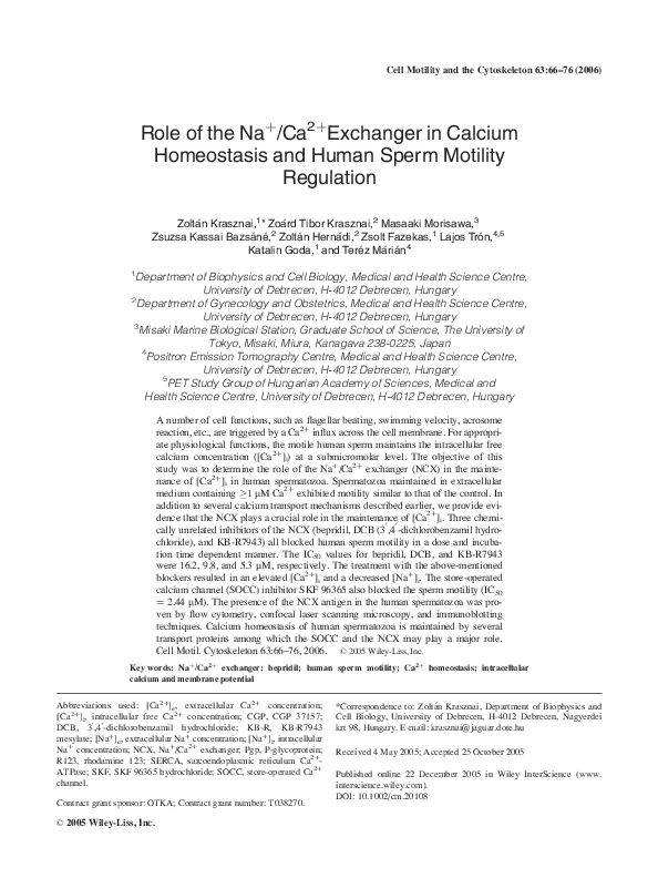 (PDF) Role of the Na+/Ca2+ exchanger in calcium homeostasis and human ...