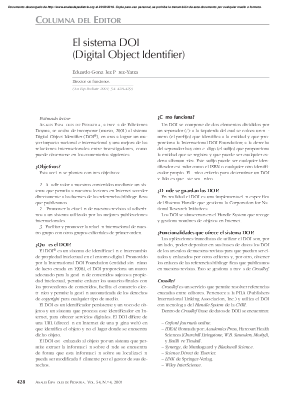 (PDF) El sistema DOI (Digital Object Identifier)