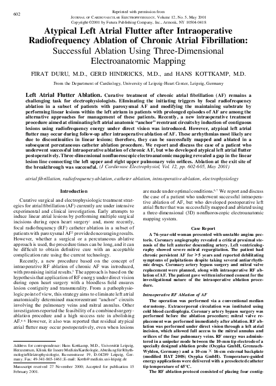 (PDF) Atrial fibrillation ablation procedure using electroanatomic reconstruction of the right ...
