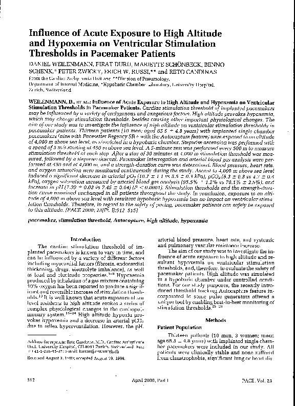 (PDF) Influence of Acute Exposure to High Altitude and Hypoxemia on ...