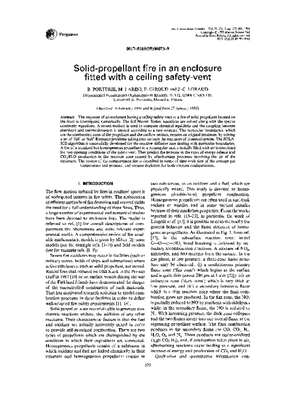 (PDF) Solid-propellant fire in an enclosure fitted with a ceiling ...