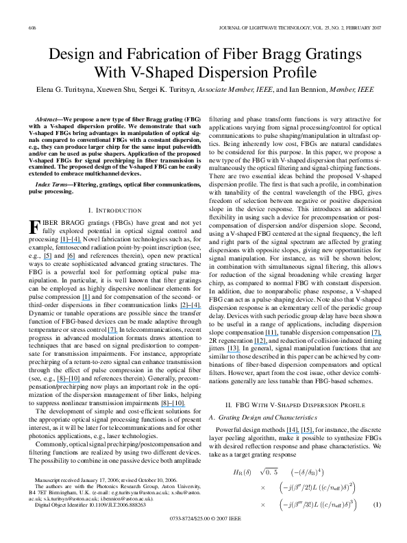 (PDF) Design and Fabrication of Fiber Bragg Gratings With V-Shaped ...