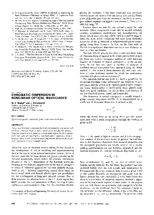 (PDF) Chromatic dispersion in nonlinear optical waveguides