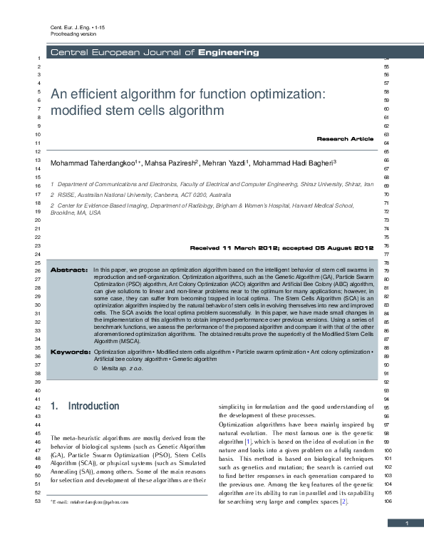 Pdf An Efficient Algorithm For Function Optimization Modified Stem