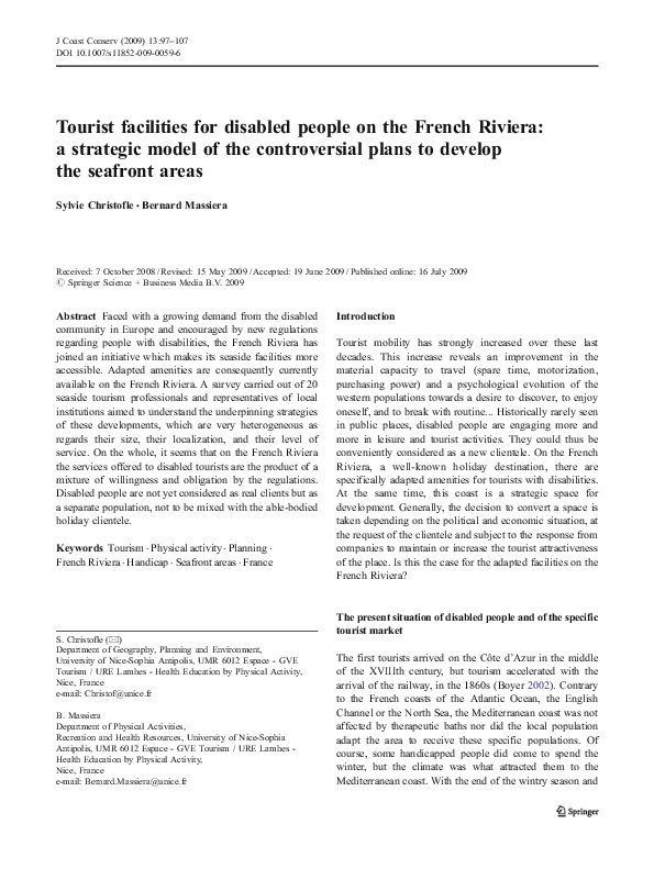 (PDF) Tourist facilities for disabled people on the French Riviera: a ...